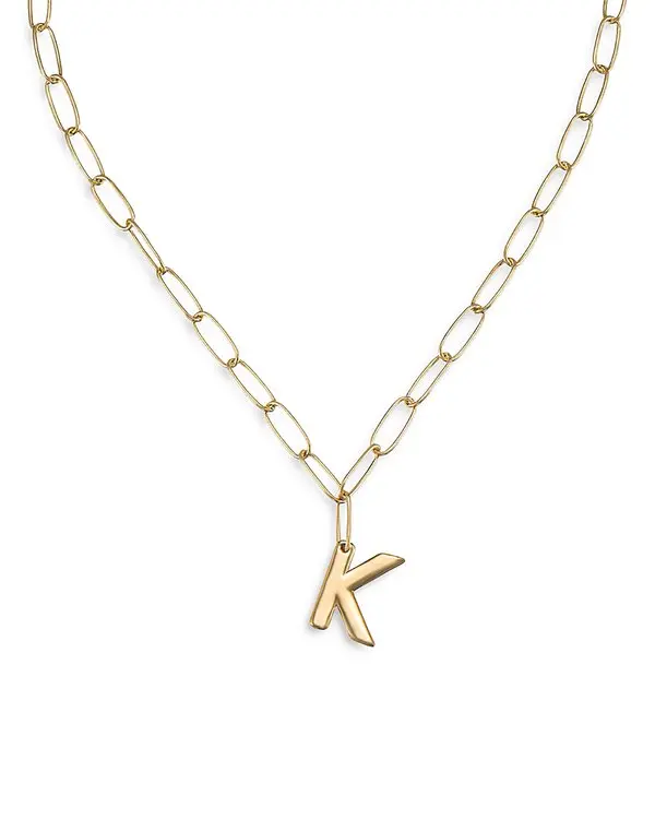 Ettika Paperclip Link Chain Initial Pendant Necklace - K