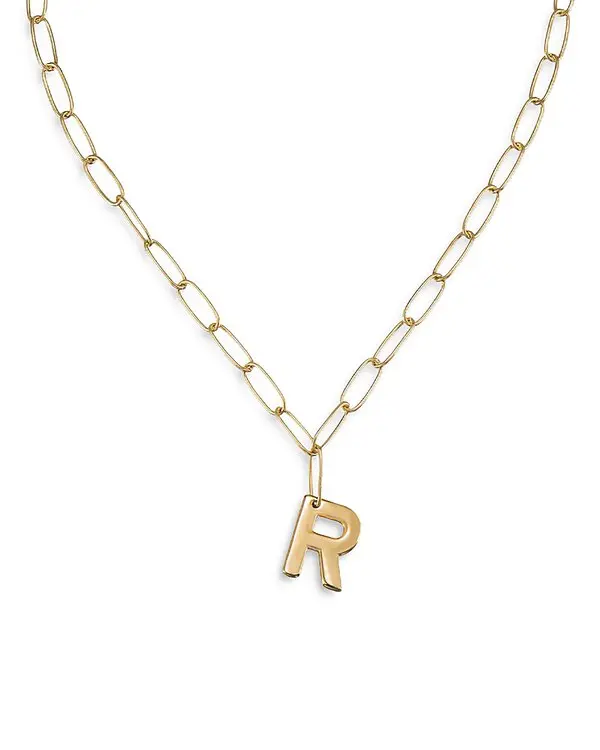 Ettika Paperclip Link Chain Initial Pendant Necklace - R