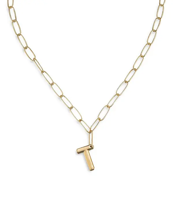 Ettika Paperclip Link Chain Initial Pendant Necklace - T