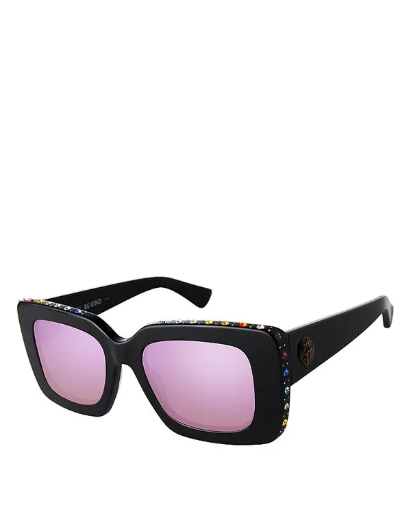 Kurt Geiger Rectangle Sunglasses, 52mm - Black/pink Mirrored Solid