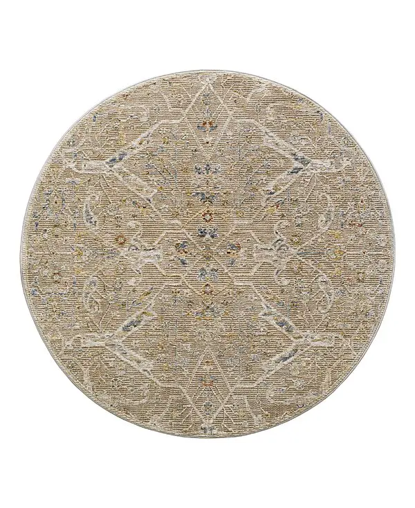 Livabliss Reina Ren-2300 Round Area Rug, 5'3 X 5'3 - Tan