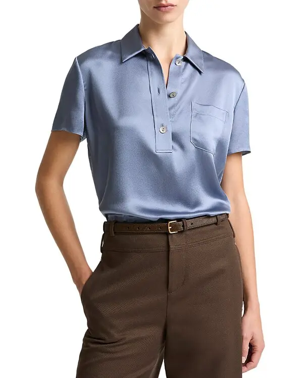 Vince Silk Polo Shirt - Azul