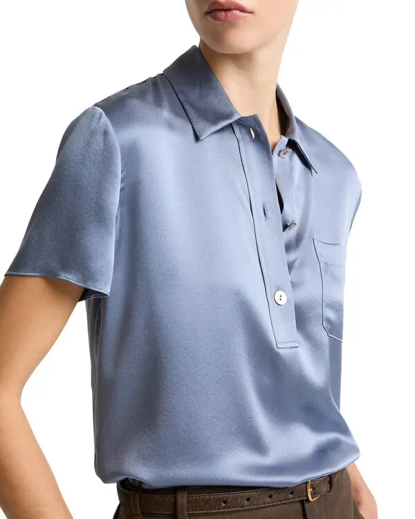 Vince Silk Polo Shirt - Azul