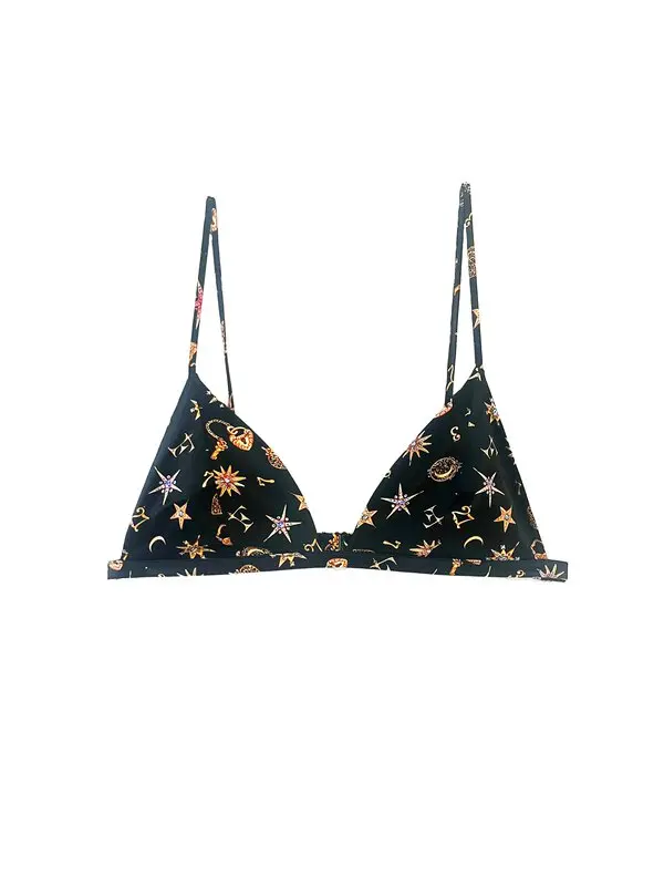 Fleur Du Mal Luxe Triangle Bra - Charm Print