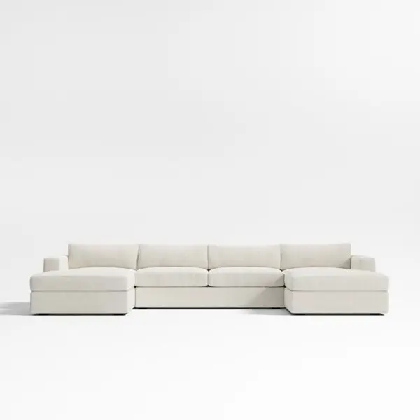 Crate & Barrel Oceanside Deep 3-piece Double Chaise Sectional Sofa