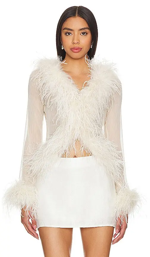 BUBISH Gigi Feather Blouse - Ivory