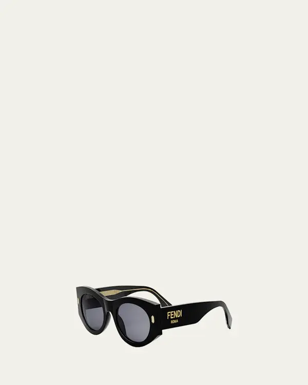 Fendi Roma Acetate Shield Sunglasses - Black