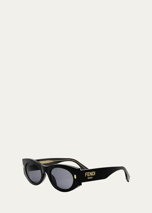 Fendi Roma Acetate Shield Sunglasses - Black