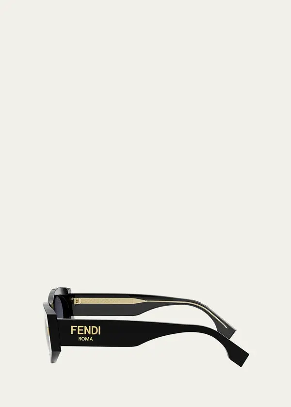 Fendi Roma Acetate Shield Sunglasses - Black