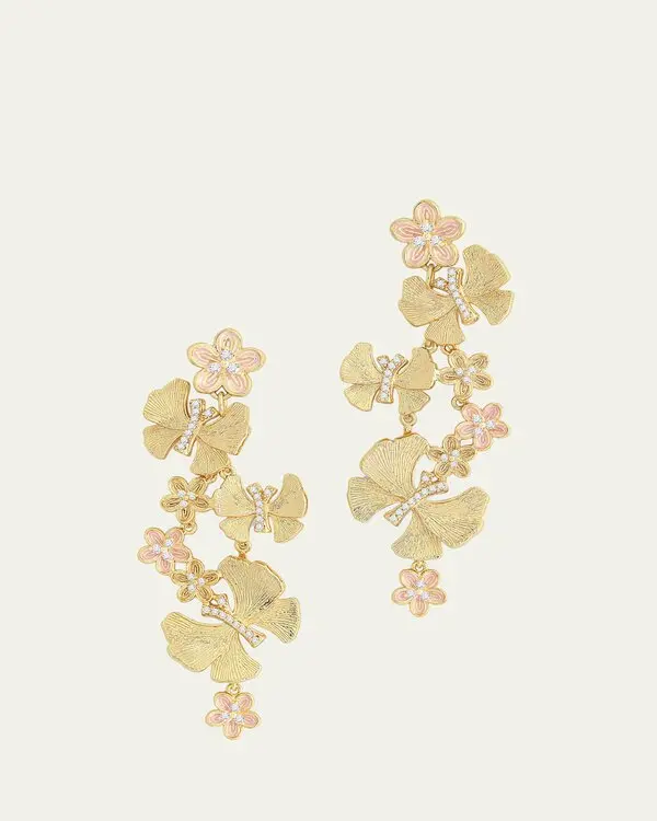 ANABEL ARAM JEWELRY Cubic Zirconia Butterfly And Flower Statement Earrings - Gold