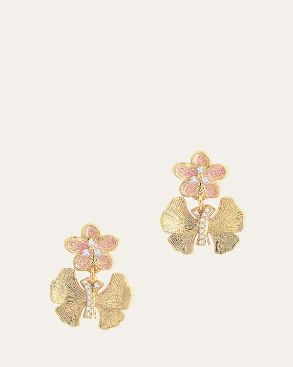 ANABEL ARAM JEWELRY Cubic Zirconia Butterfly And Flower Drop Earrings - Gold