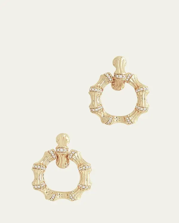 ANABEL ARAM JEWELRY Cubic Zirconia Bamboo Hoop Earrings - Gold