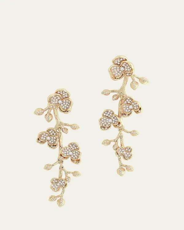 ANABEL ARAM JEWELRY Cubic Zirconia Orchid Dangle Earrings - Gold