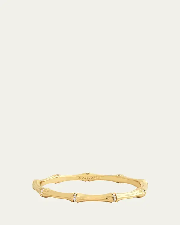 ANABEL ARAM JEWELRY Cubic Zirconia Bamboo Bangle - Gold