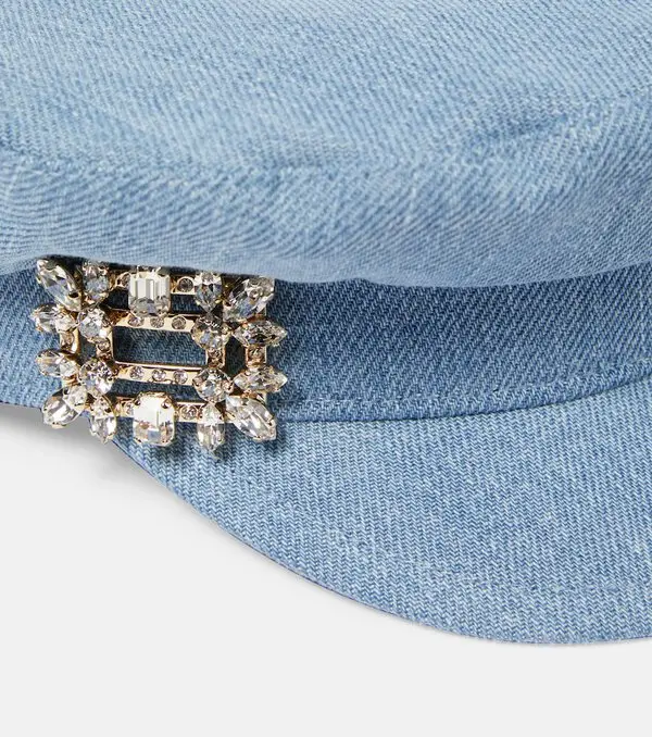 ROGER VIVIER Broche Vivier Denim Cap - Blue
