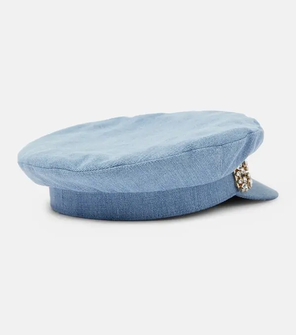 ROGER VIVIER Broche Vivier Denim Cap - Blue