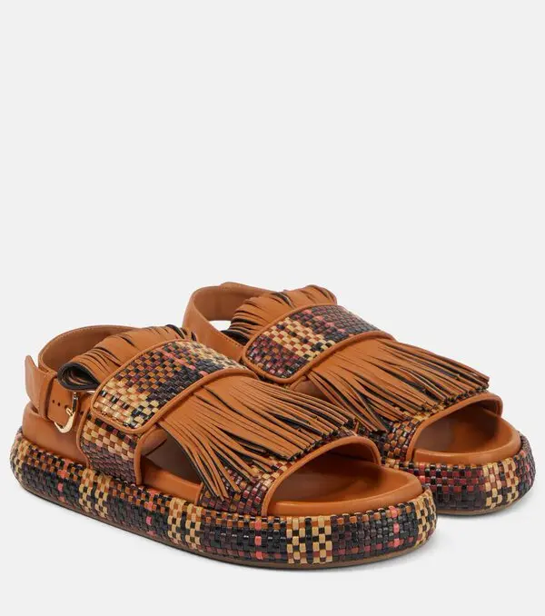 Ulla Johnson Fringed Woven Leather Sandals
