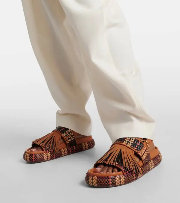 Ulla Johnson Fringed Woven Leather Sandals