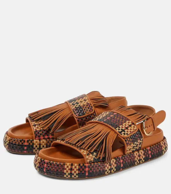 Ulla Johnson Fringed Woven Leather Sandals