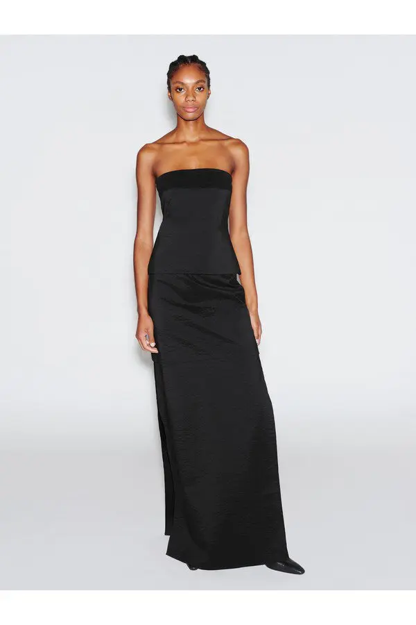 Rosetta Getty Double Layer Split Maxi Skirt - Black