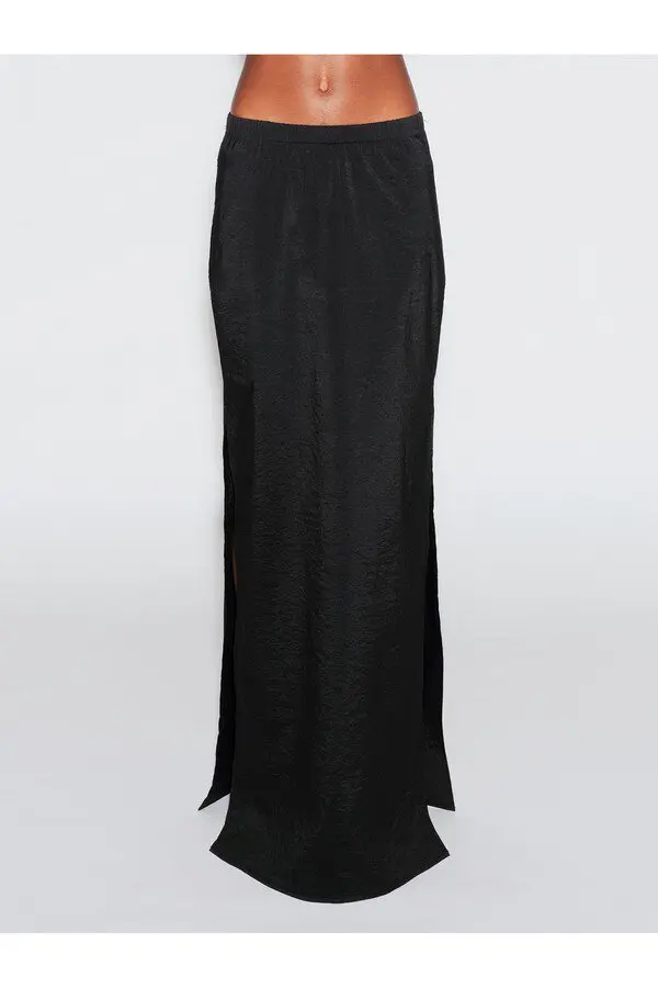 Rosetta Getty Double Layer Split Maxi Skirt - Black