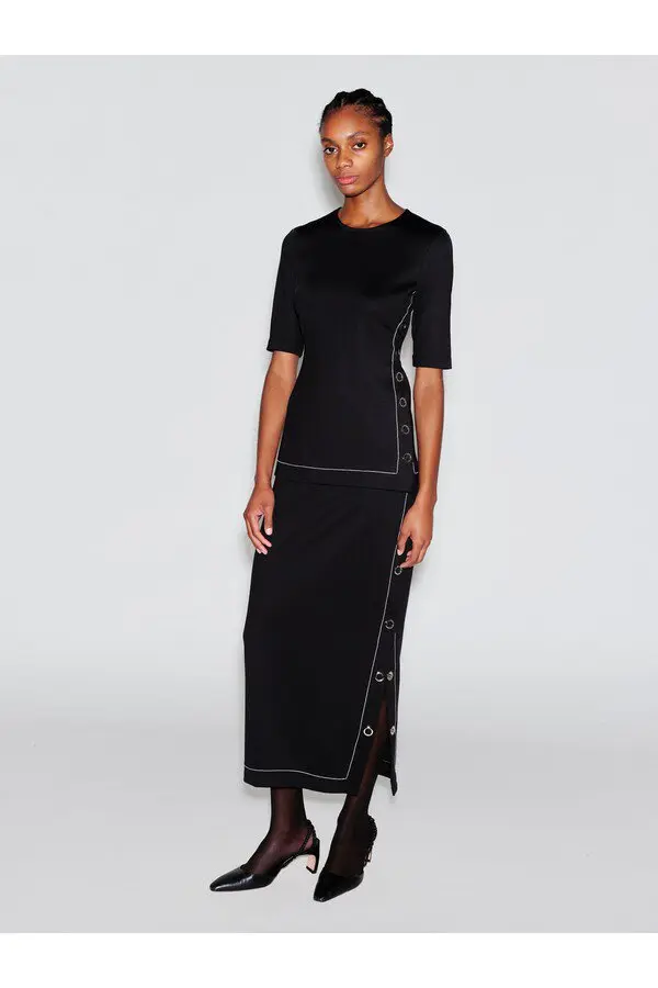 Rosetta Getty Midi Snap Skirt