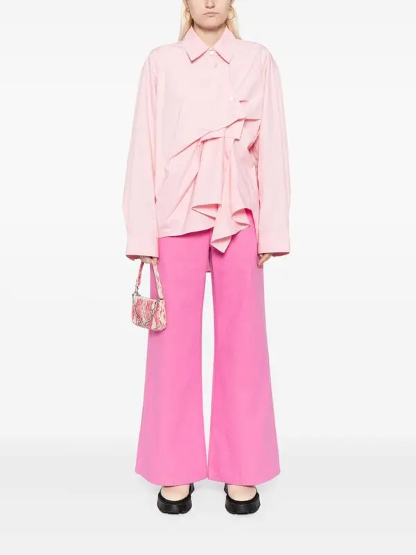 JNBY Gathered-detail Cotton Blouse - Pink