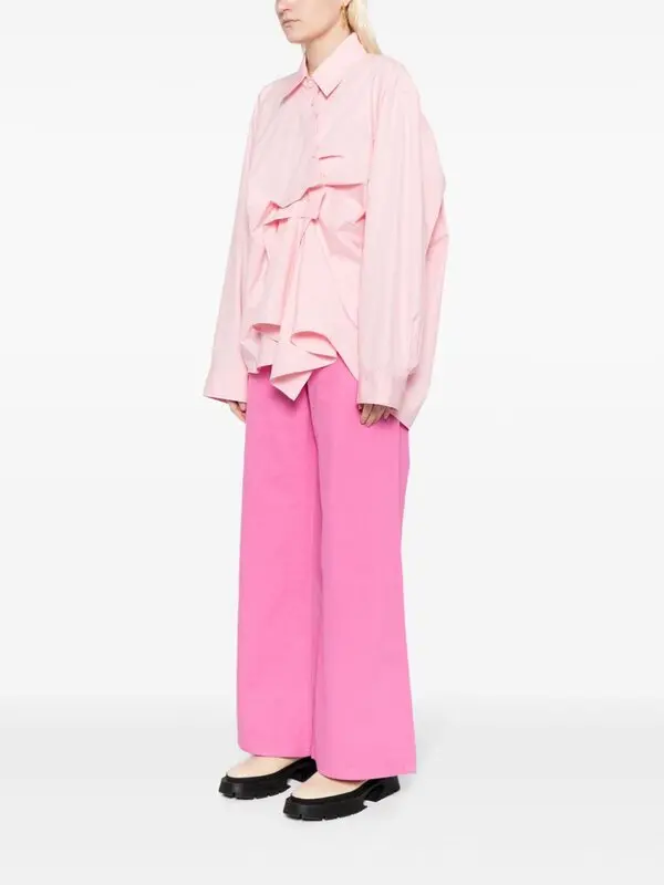 JNBY Gathered-detail Cotton Blouse - Pink