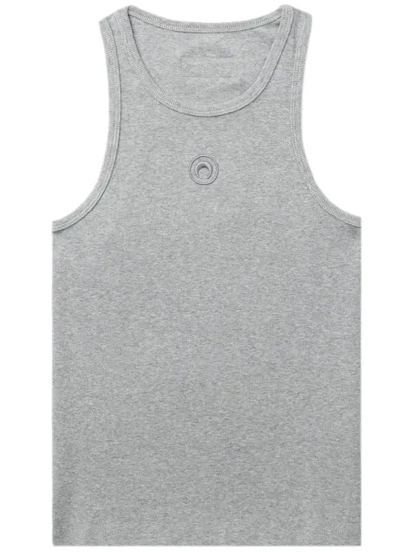MARINE SERRE Crescent Moon Embroidered Ribbed Tank Top
