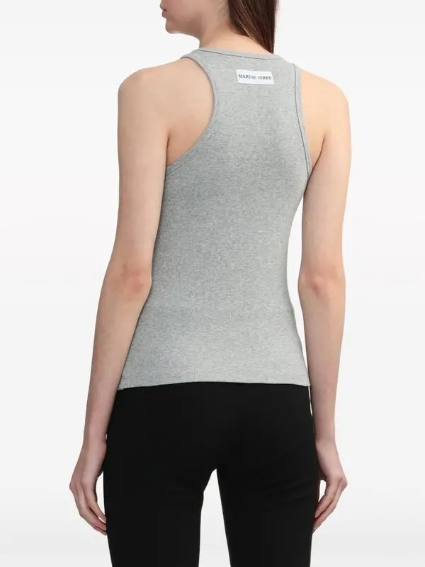 MARINE SERRE Crescent Moon Embroidered Ribbed Tank Top