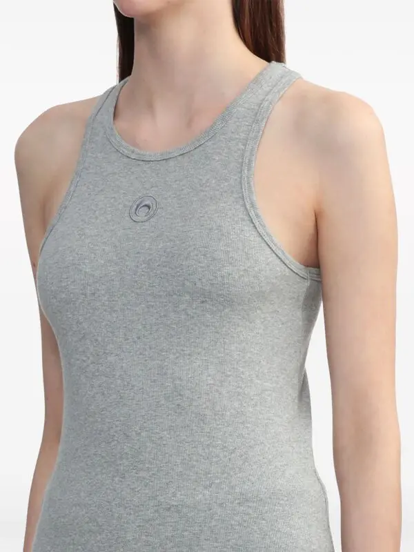 MARINE SERRE Crescent Moon Embroidered Ribbed Tank Top