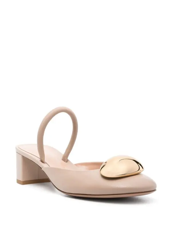 GIANVITO ROSSI 45mm Sphera Slingback Mules - Neutrals