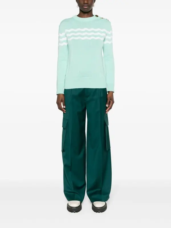 PATOU Wave Cotton-merino Jumper - Green