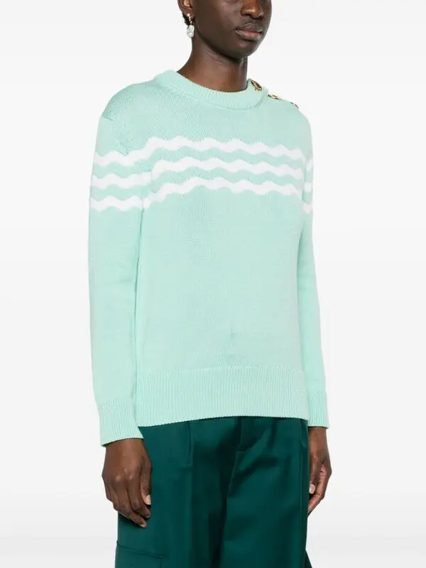 PATOU Wave Cotton-merino Jumper - Green