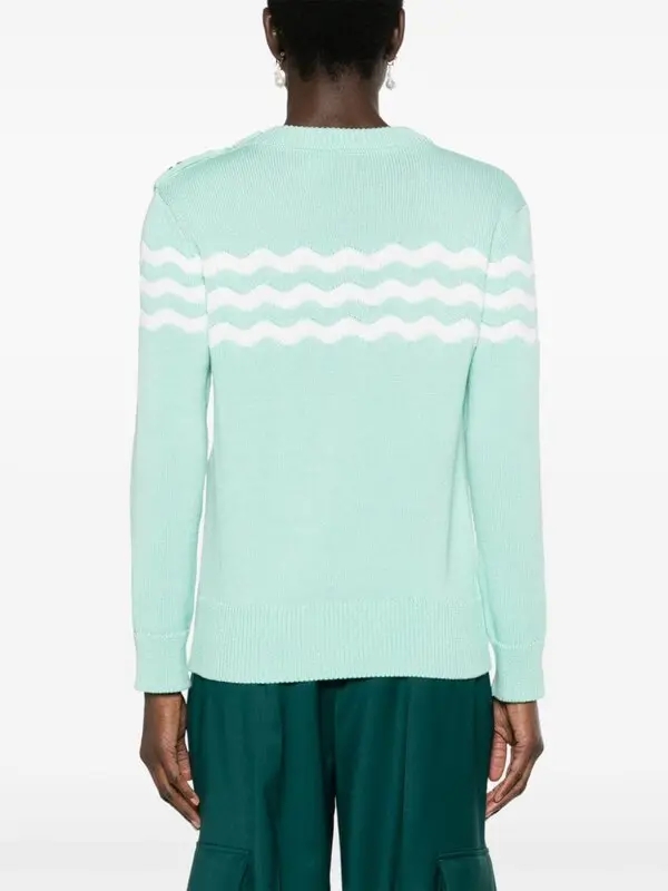 PATOU Wave Cotton-merino Jumper - Green