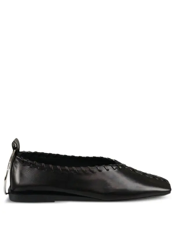 JIL SANDER Leather Ballerina Flats - Black