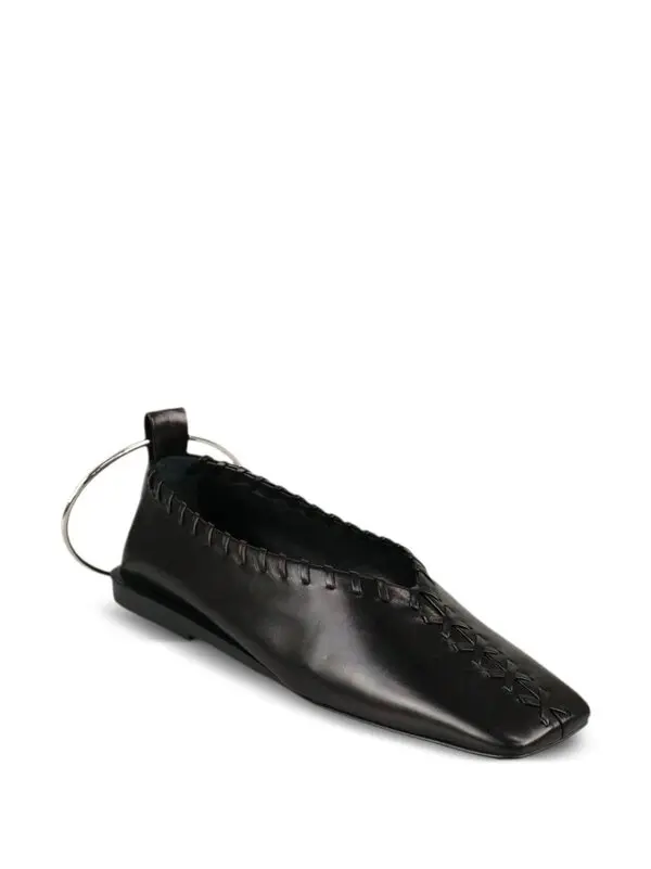 JIL SANDER Leather Ballerina Flats - Black