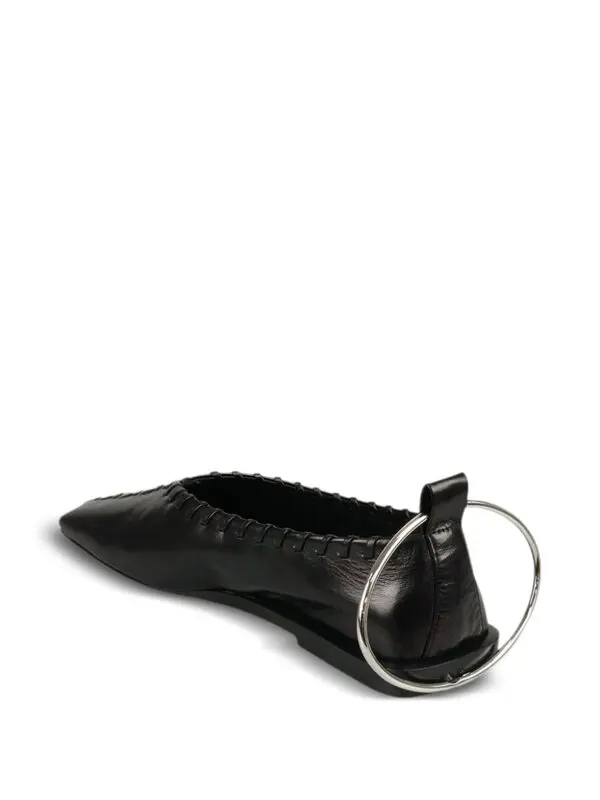 JIL SANDER Leather Ballerina Flats - Black