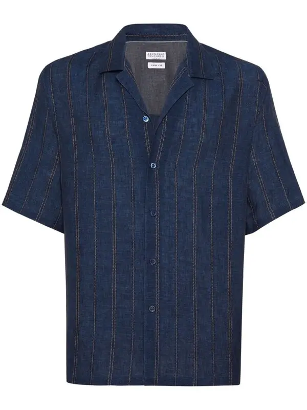 Brunello Cucinelli Short-sleeve Linen Shirt