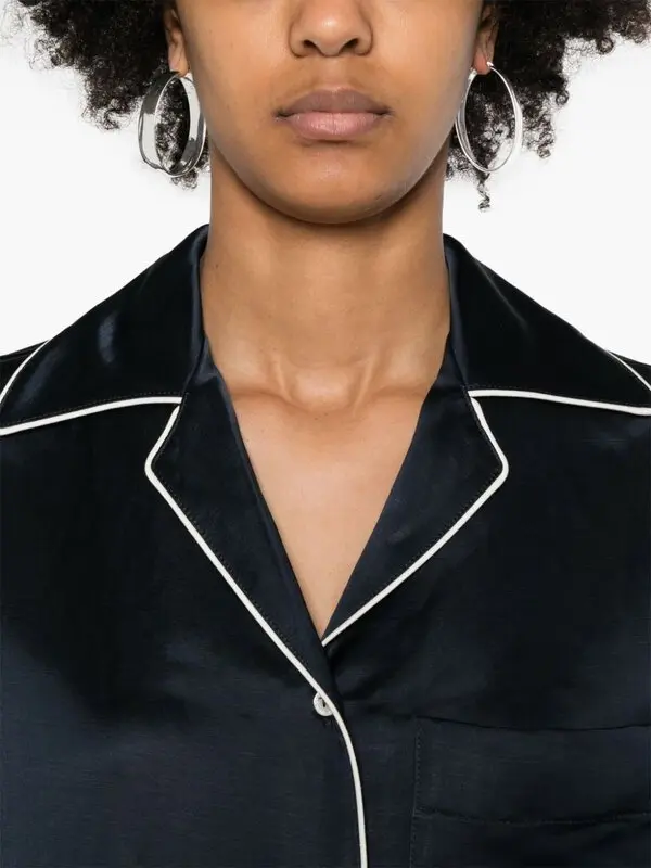 Palm Angels Piped-trim Satin Shirt - Blue