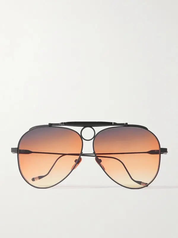 JACQUES MARIE MAGE Diamond Cross Ranch Aviator Sunglasses - Black