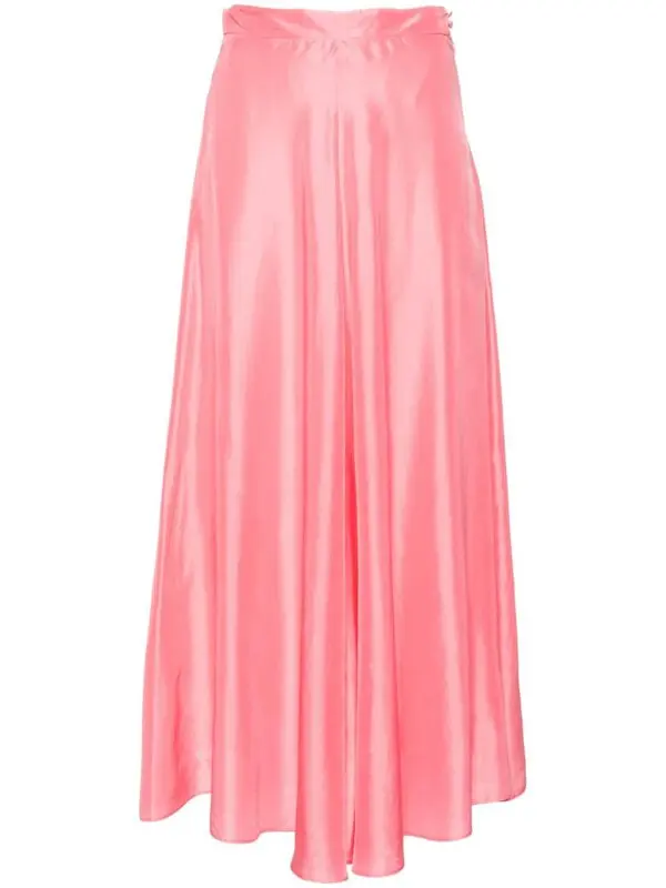 FORTE_FORTE A-line Silk Midi Skirt - Pink