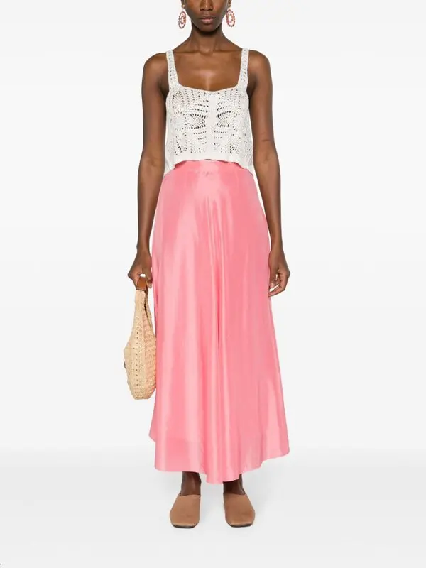 FORTE_FORTE A-line Silk Midi Skirt - Pink