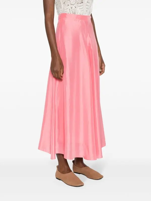 FORTE_FORTE A-line Silk Midi Skirt - Pink