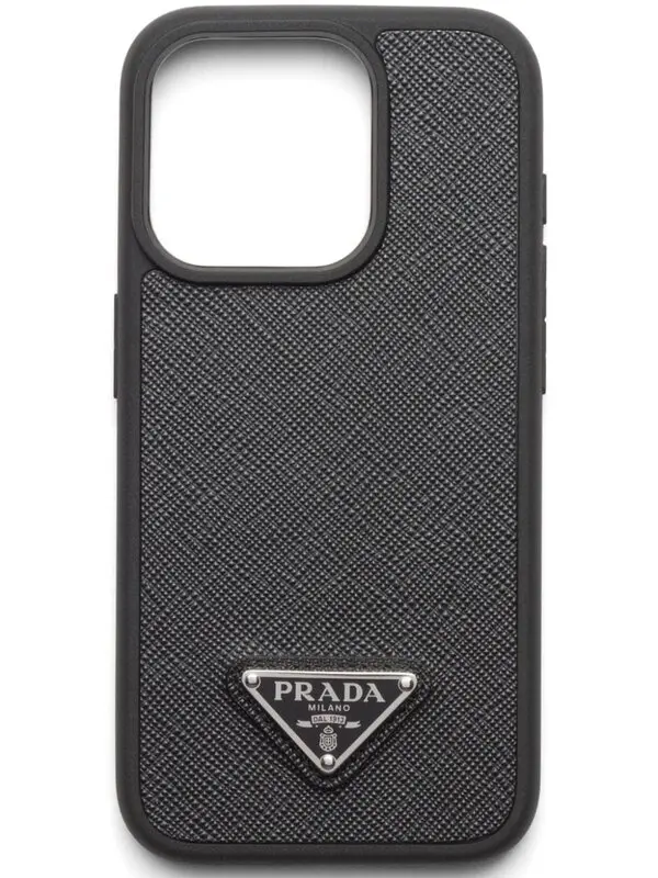 Prada Enamel-Logo Iphone 15 Pro Case - Black | Editorialist