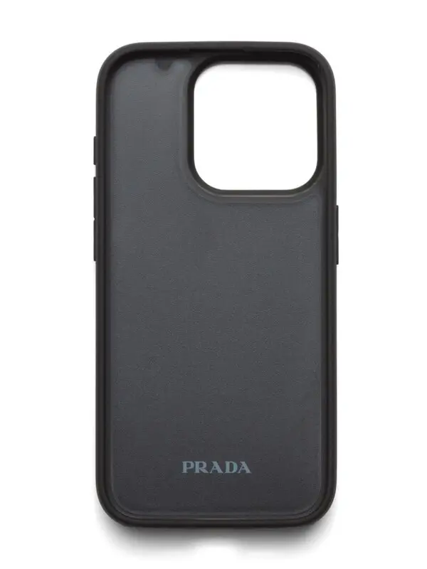 Prada Enamel-Logo Iphone 15 Pro Case - Black | Editorialist