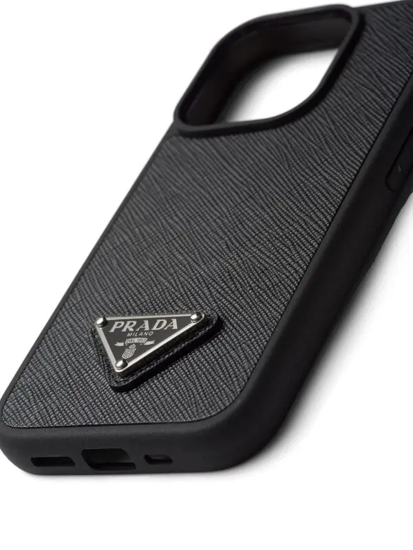 Prada Enamel-Logo Iphone 15 Pro Case - Black | Editorialist
