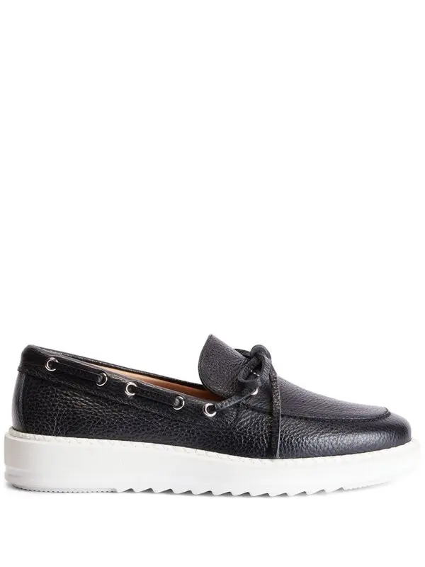GIUSEPPE ZANOTTI Alfred Grained-leather Boat Shoes - Black