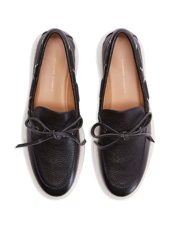 GIUSEPPE ZANOTTI Alfred Grained-leather Boat Shoes