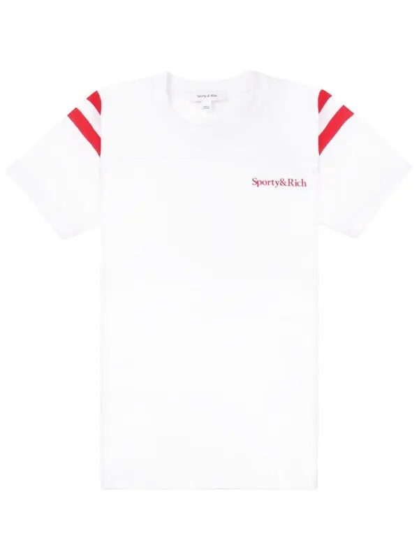 SPORTY & RICH Serif Logo Football T-shirt - White